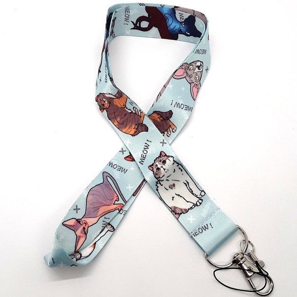 Accessories | Kitty Cat Lanyard Light Blue | Poshmark